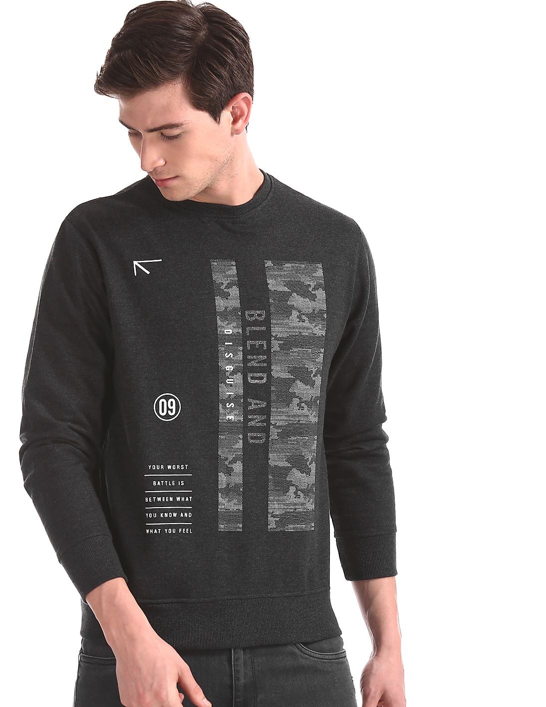 Buy Men Grey Crew Neck Graphic Sweatshirt online at NNNOW.com