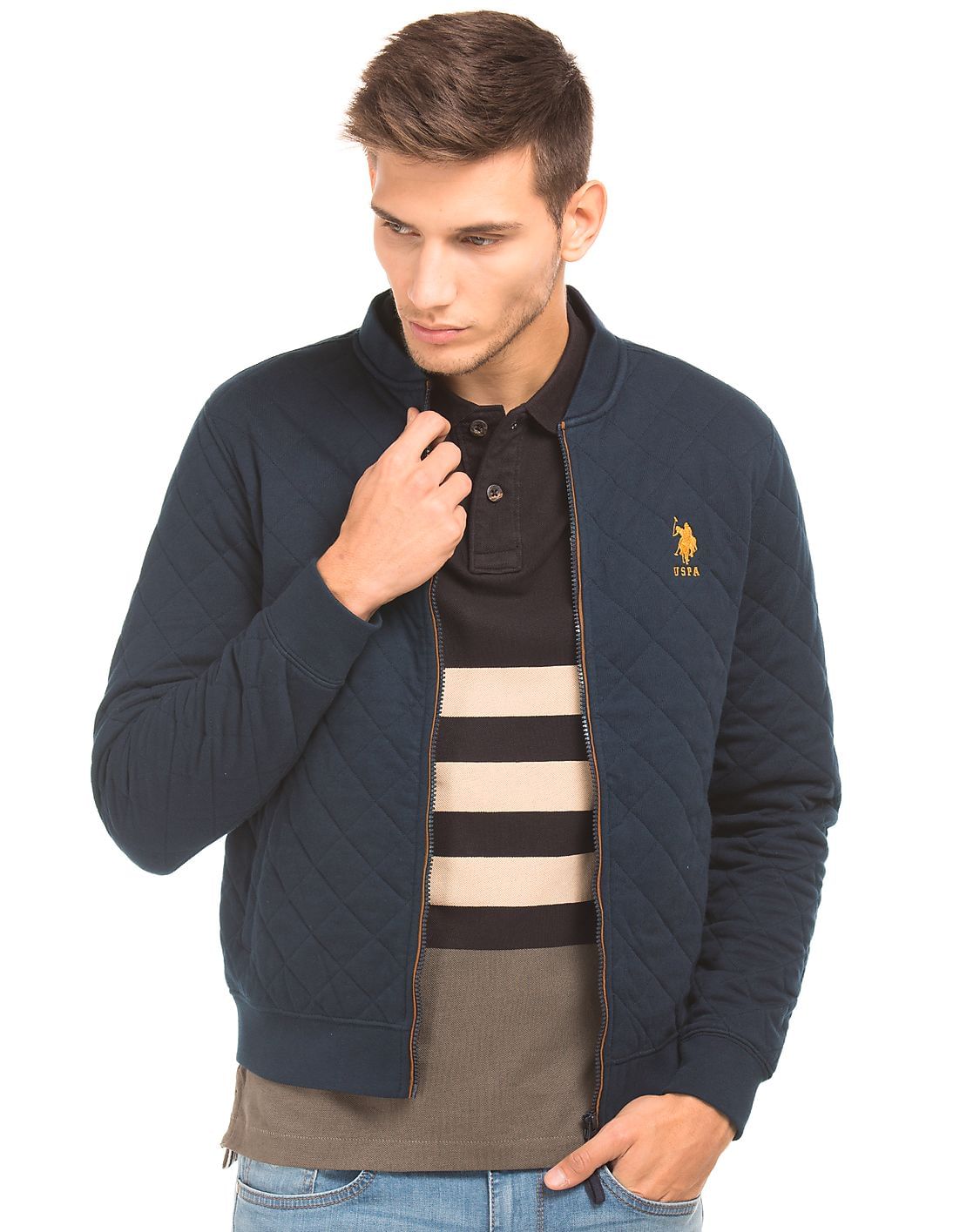 Buy U.S. Polo Assn. Men Quilted Cotton Bomber Jacket - NNNOW.com