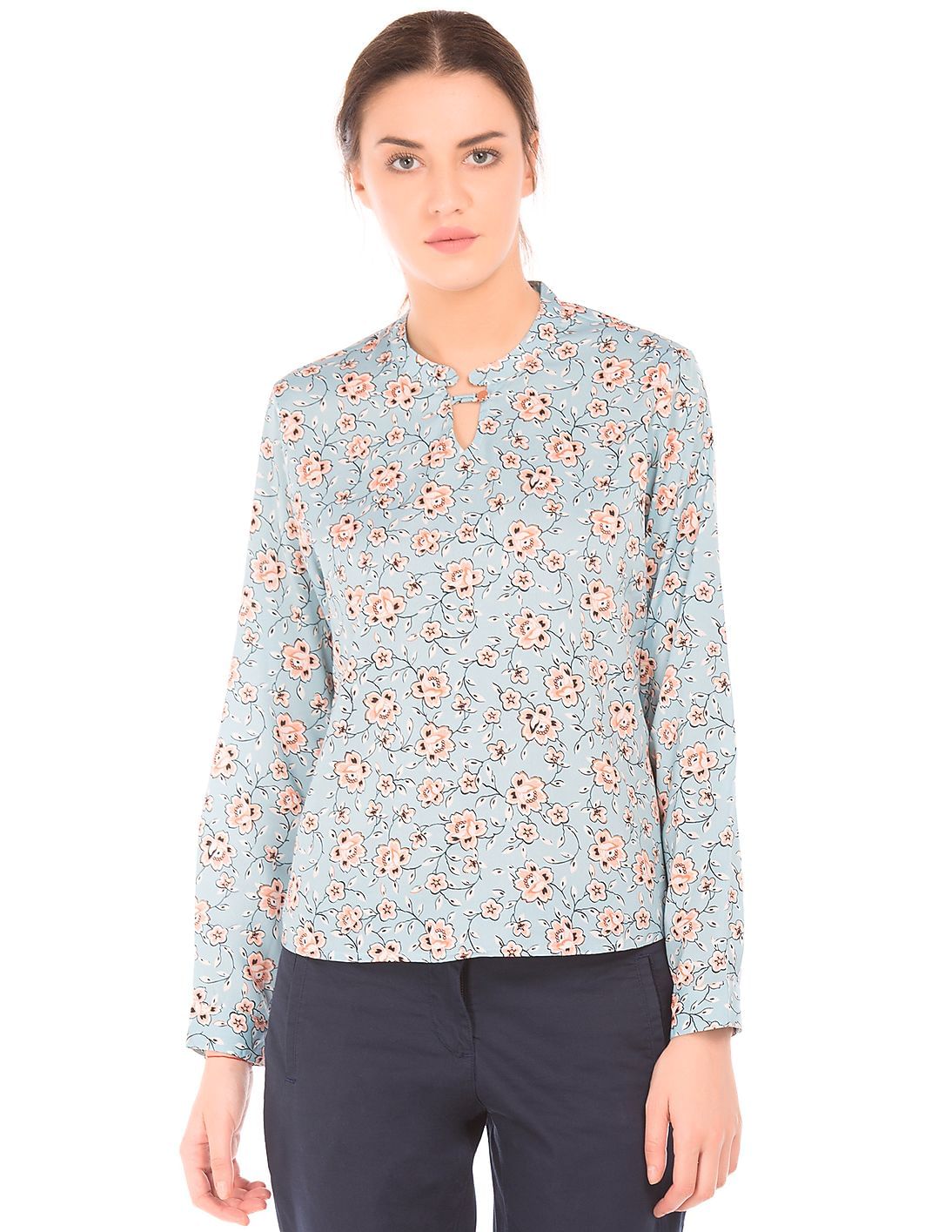 Buy Arrow Woman Floral Print Notch Neck Top - NNNOW.com
